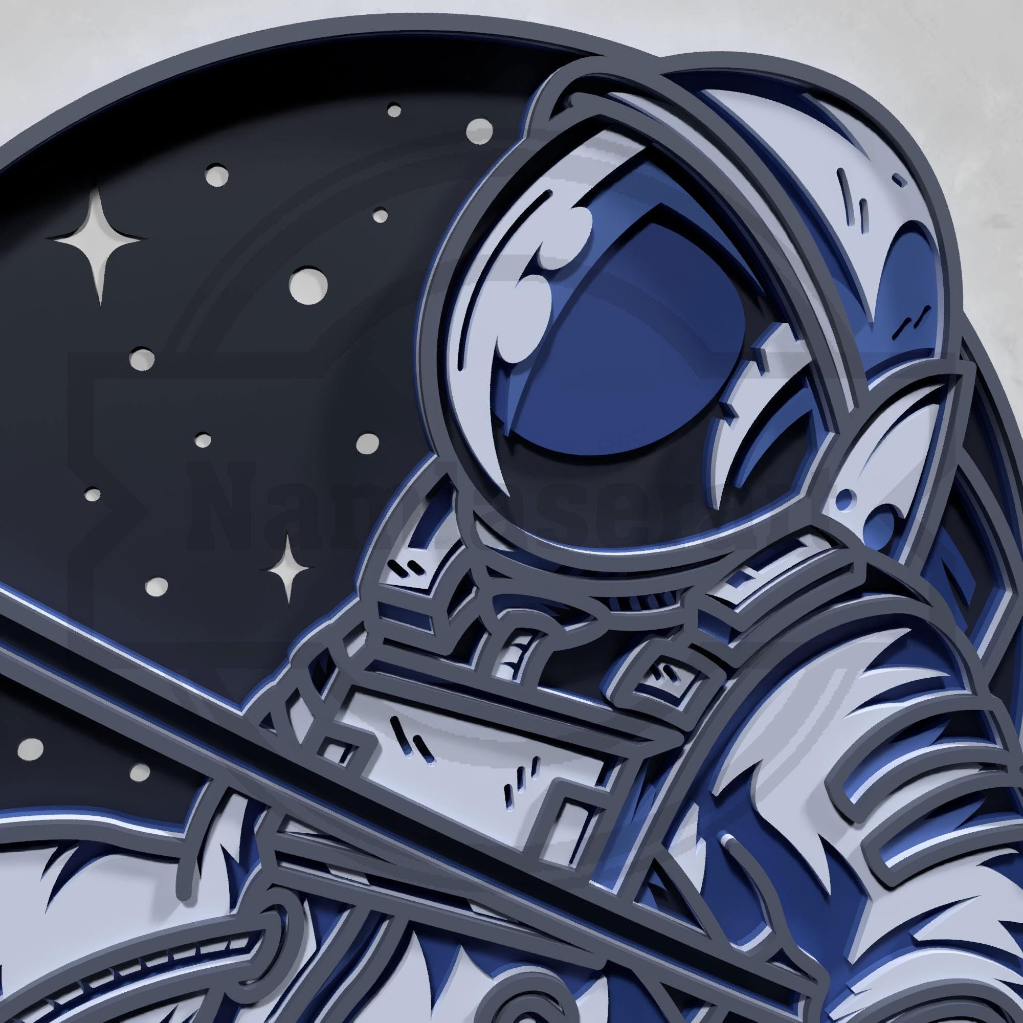 3D Astronaut & Saturn Ring Laser Cut File - Space Wall Art - SVG, DXF ...