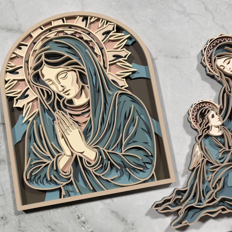 Layered Virgin Mary SVG Bundle - Laser Cut Religious Wall Art - Etsy