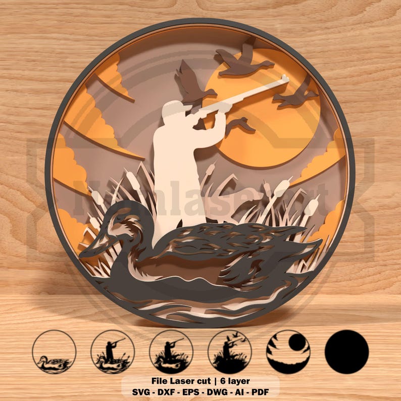 Layered Duck Hunting Scene - Laser Cut File for Wall Art - SVG DXF PDF ...