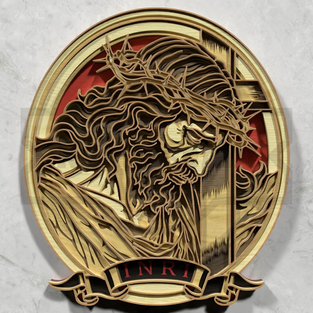 Jesus INRI Crown of Thorns Laser Cut File - Christian Wall Decor ...