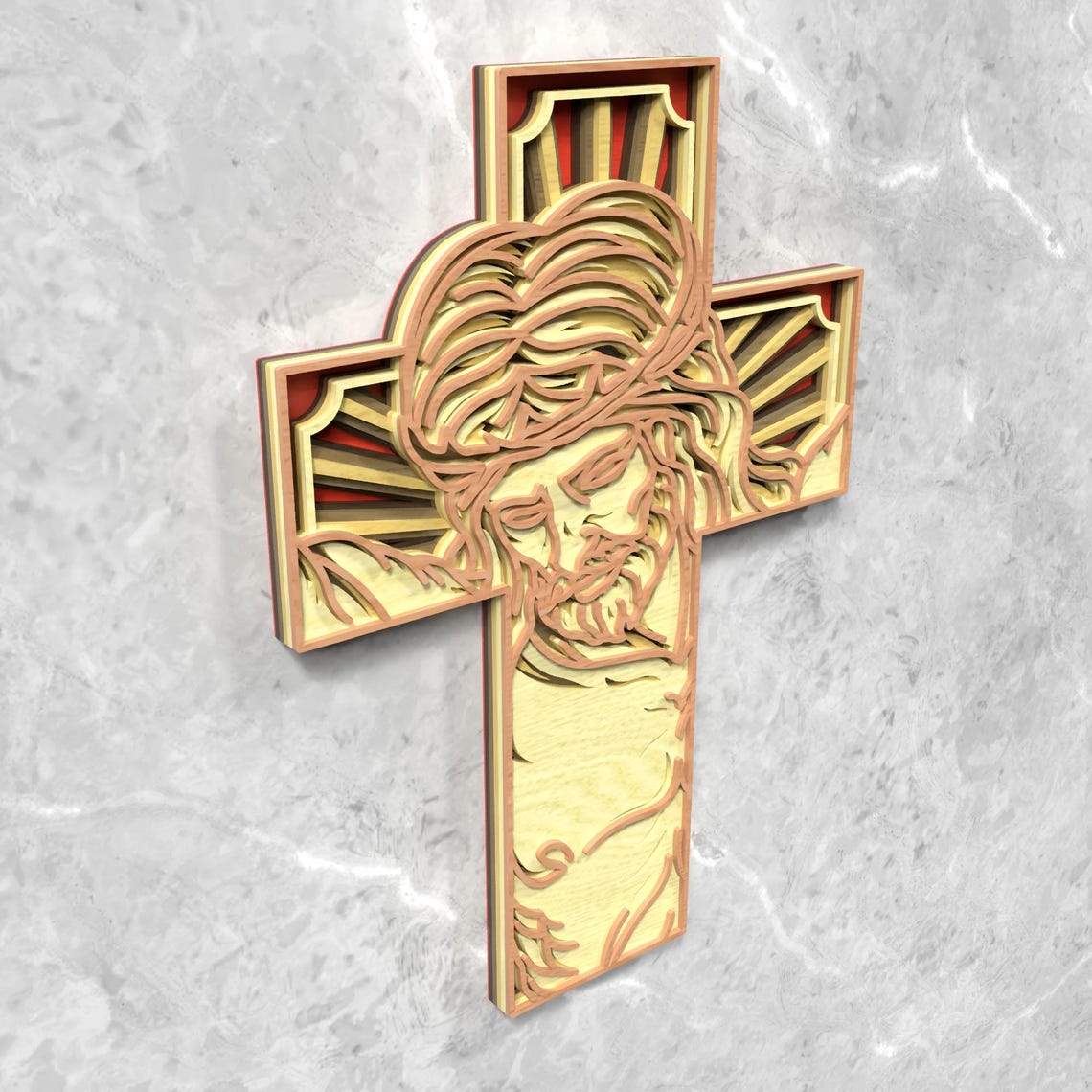 Layered Jesus Cross SVG - Christian Wall Art, Laser Cut File - Etsy