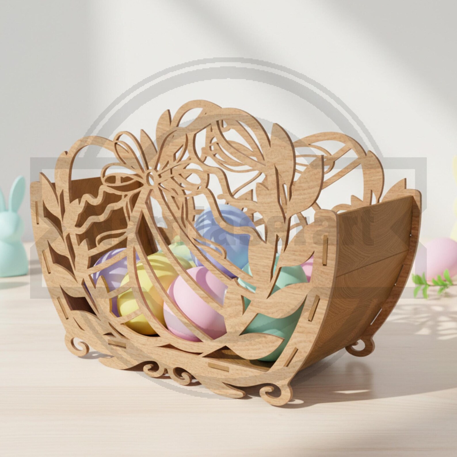 Laser Cut Easter Basket SVG – Bunny & Bow Design (digital Download) - Etsy