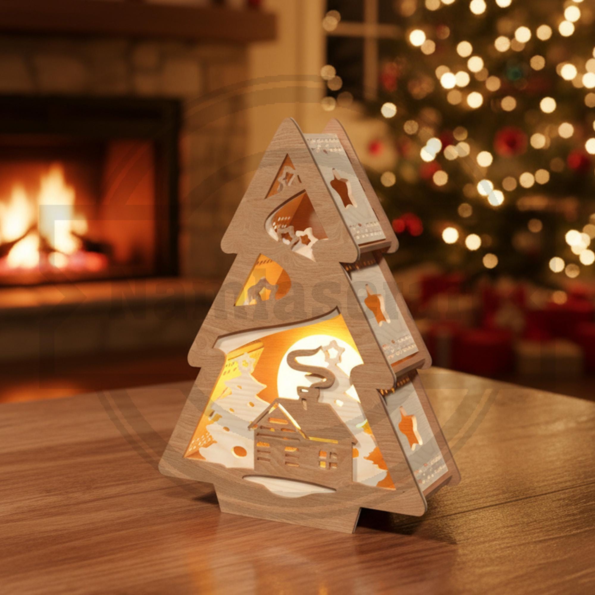 Christmas Tree Light Box SVG Bundle, Laser Cut 3D Lantern (digital ...
