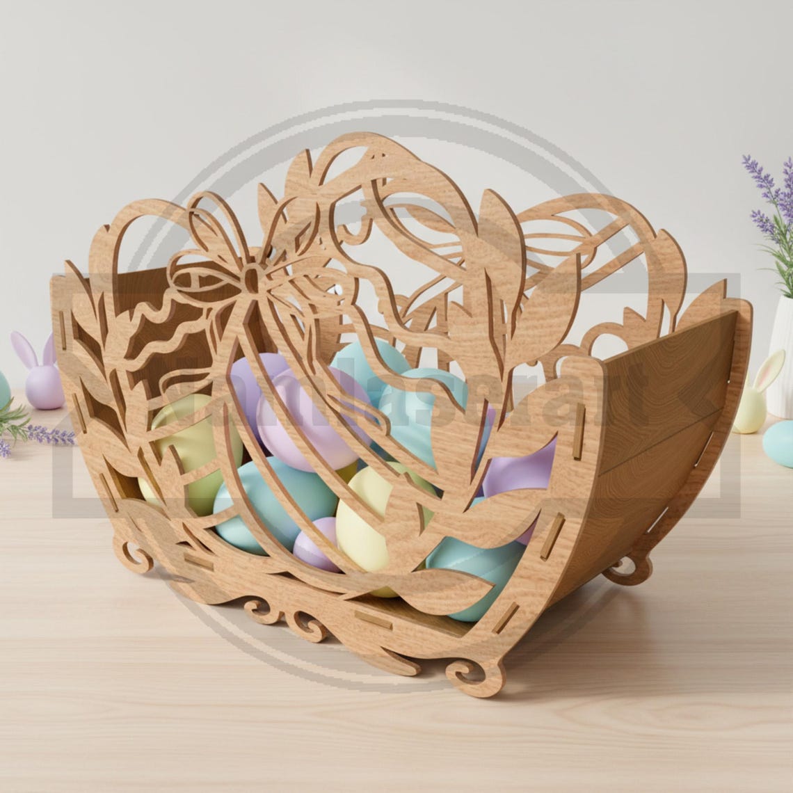 Laser Cut Easter Basket SVG – Bunny & Bow Design (digital Download) - Etsy
