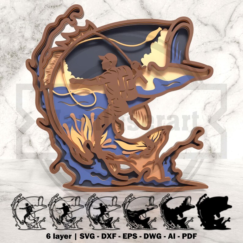Fishing Laser Cut Files - Bass, Trout, Angler Scenes - SVG DXF PDF - Etsy