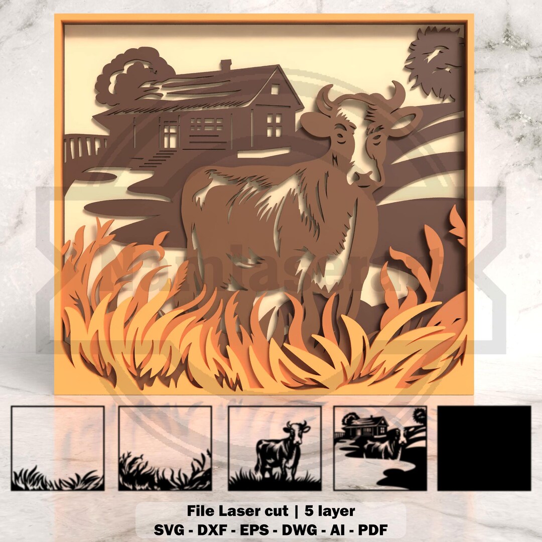 Cow Farm Scene – 5 Layer Barn Laser Cut SVG File -digital Download - Etsy