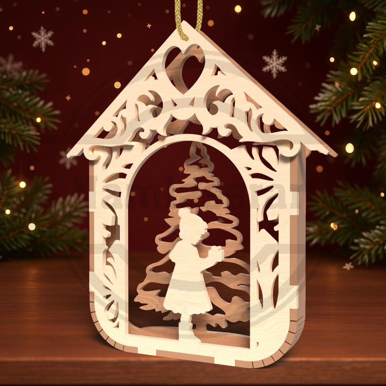 Layered Christmas Ornament SVG: Snow Village Laser Cut File (digital ...