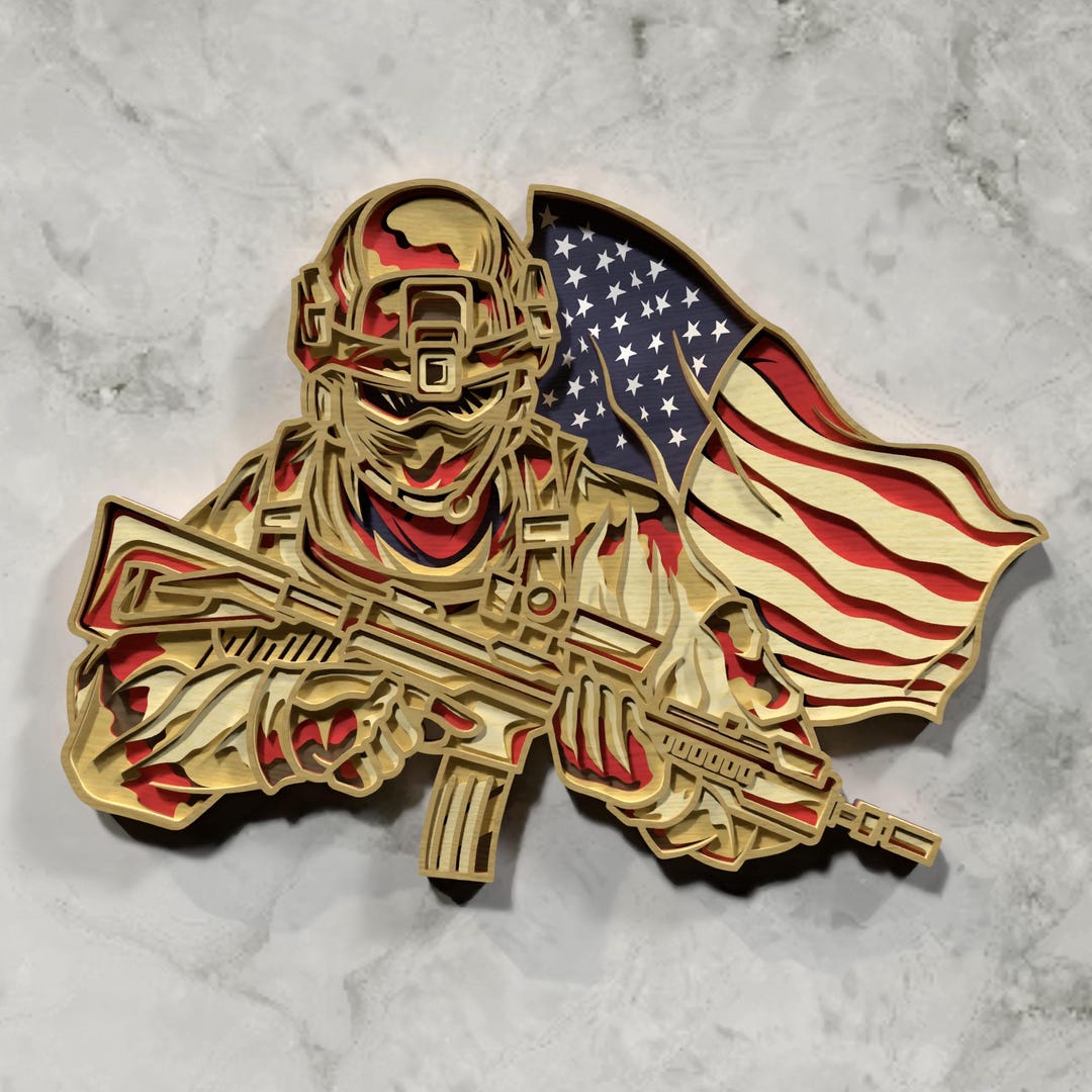 American Soldier SVG – Layered USA Military Laser Cut File for CNC ...