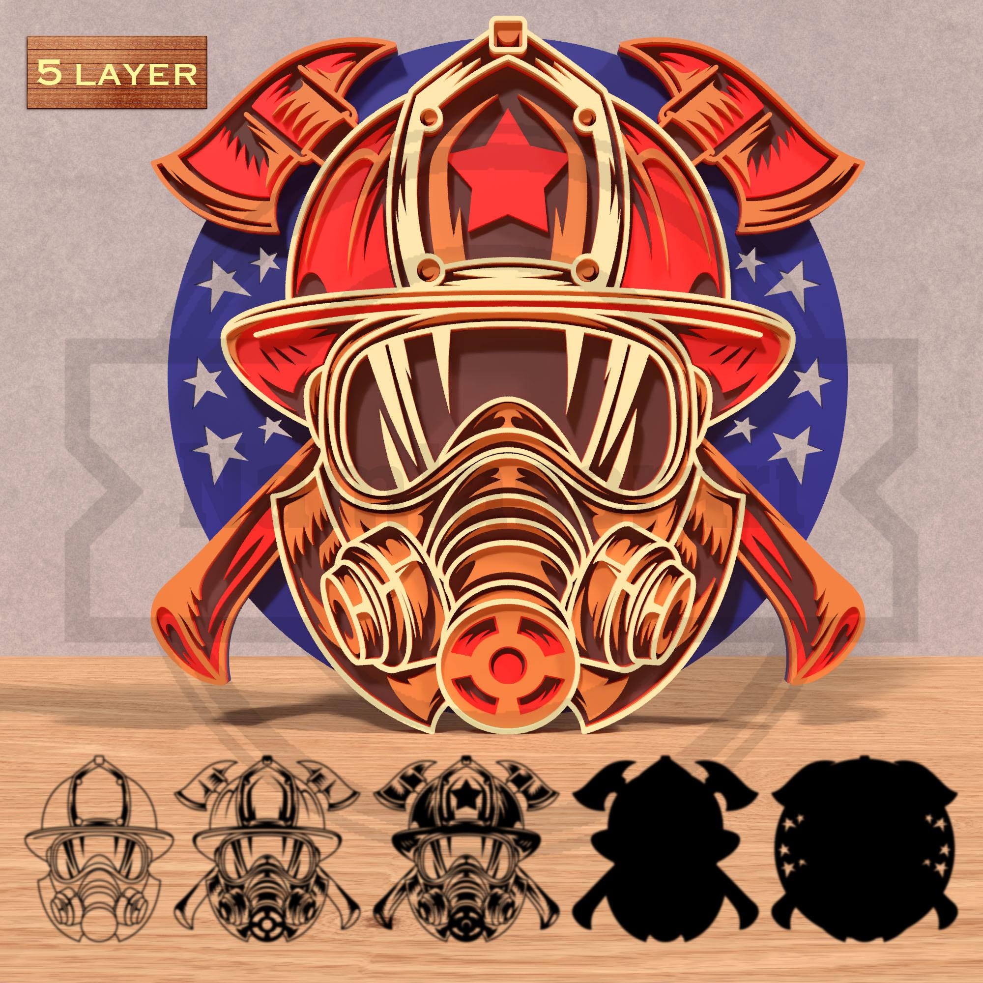 Firefighter 3D Layered SVG Bundle - American Flag Laser Cut Files ...