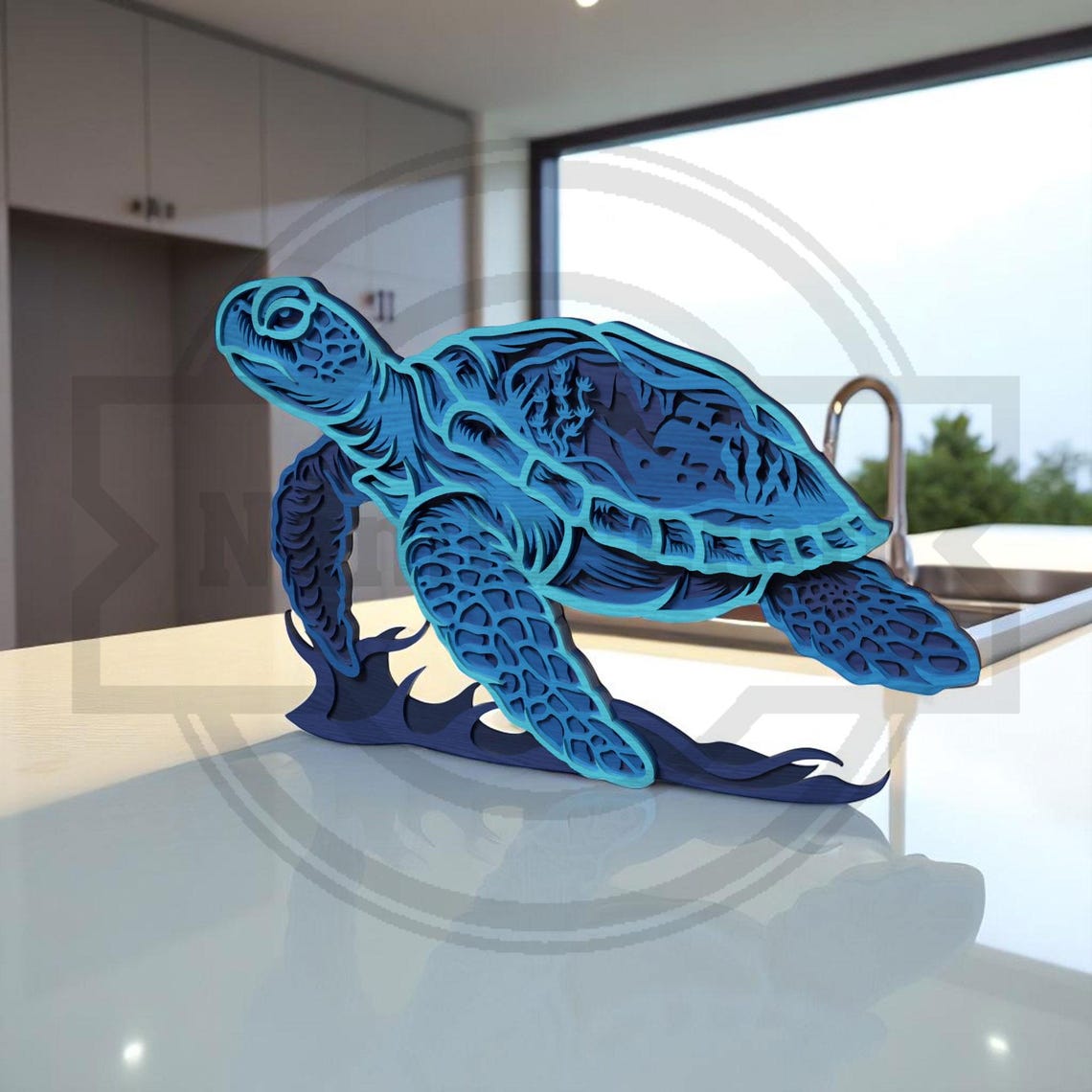 3D Layered Sea Turtle SVG - Marine Wildlife Laser Cut File - Digital ...