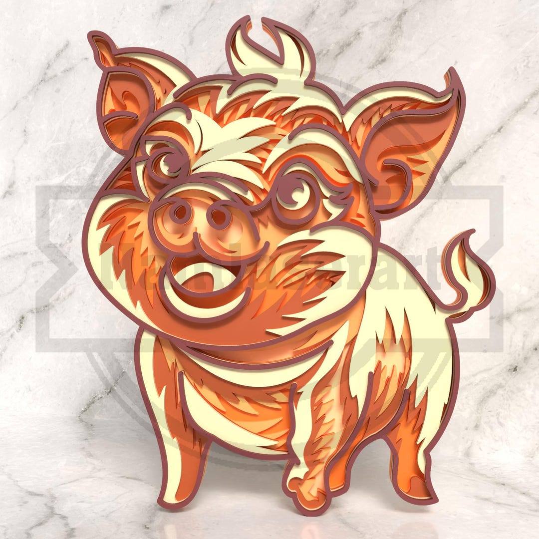 Layered Pig SVG File - Farm Animal Laser Cut Design - Digital Download ...