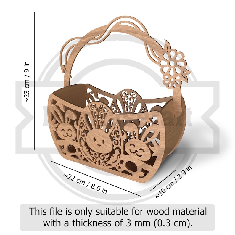 Laser Cut Easter Basket SVG – Bunny & Floral Design (digital Download ...