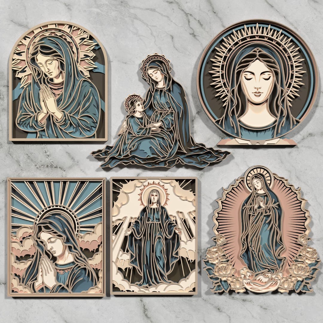 Layered Virgin Mary SVG Bundle - Laser Cut Religious Wall Art - Etsy