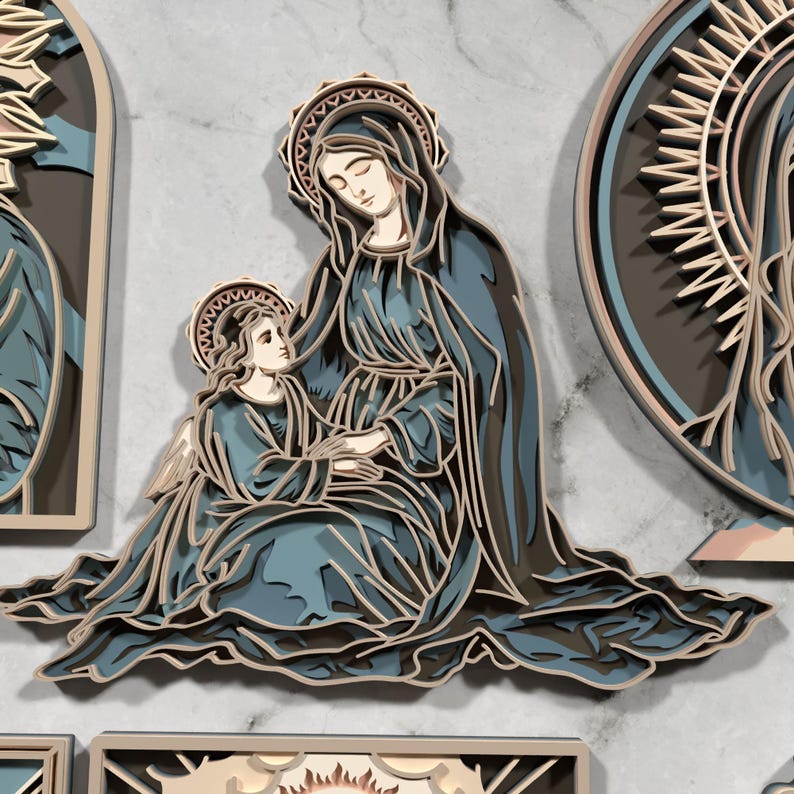 Layered Virgin Mary SVG Bundle - Laser Cut Religious Wall Art - Etsy