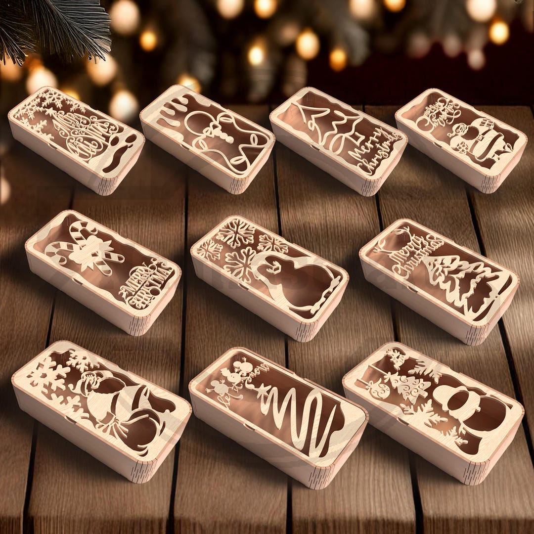 3D Layered Christmas Gift Box SVG Bundle, Laser Cut Files (digital ...