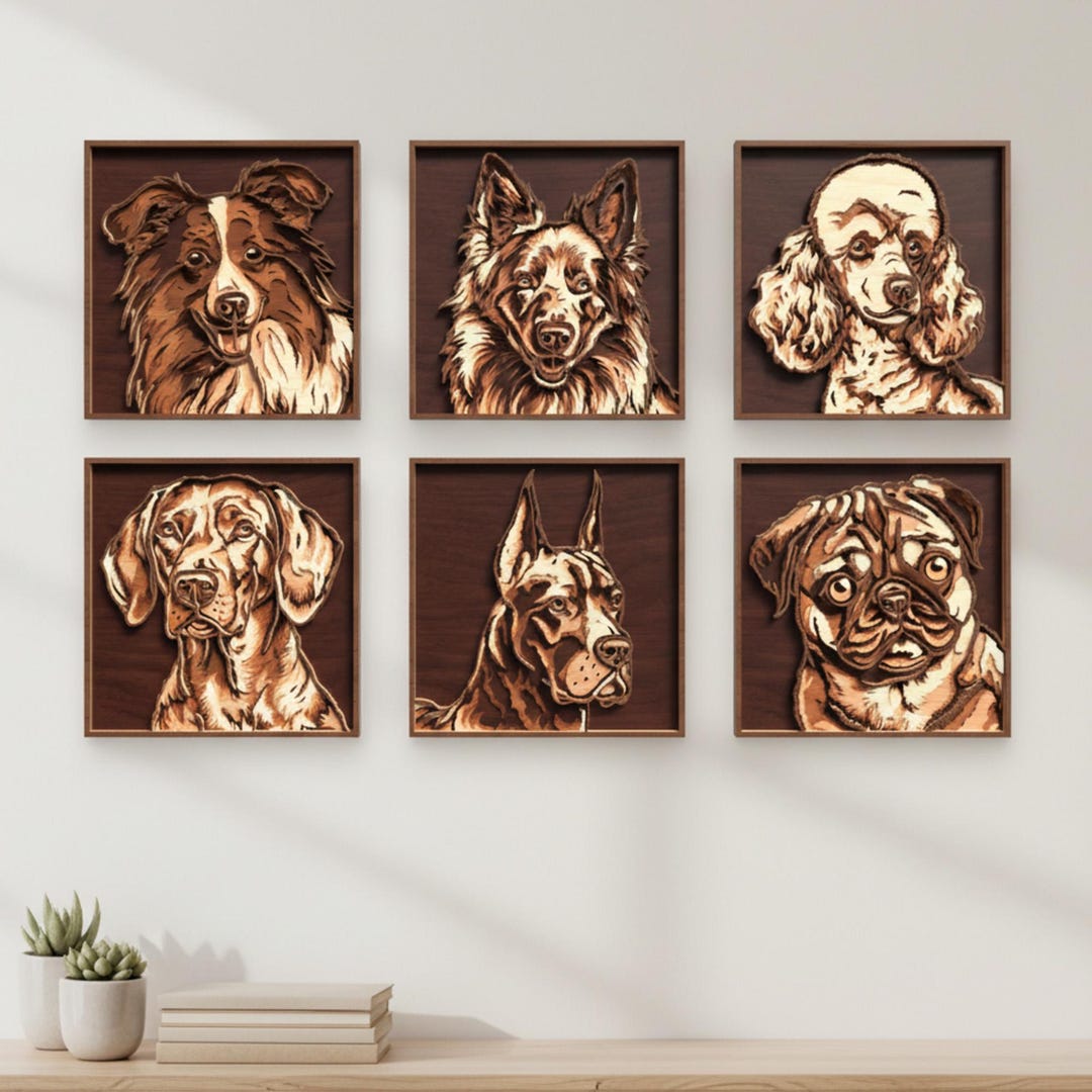 Layered Dog Breed Portraits, Laser Cut Wall Art Files , Digital ...