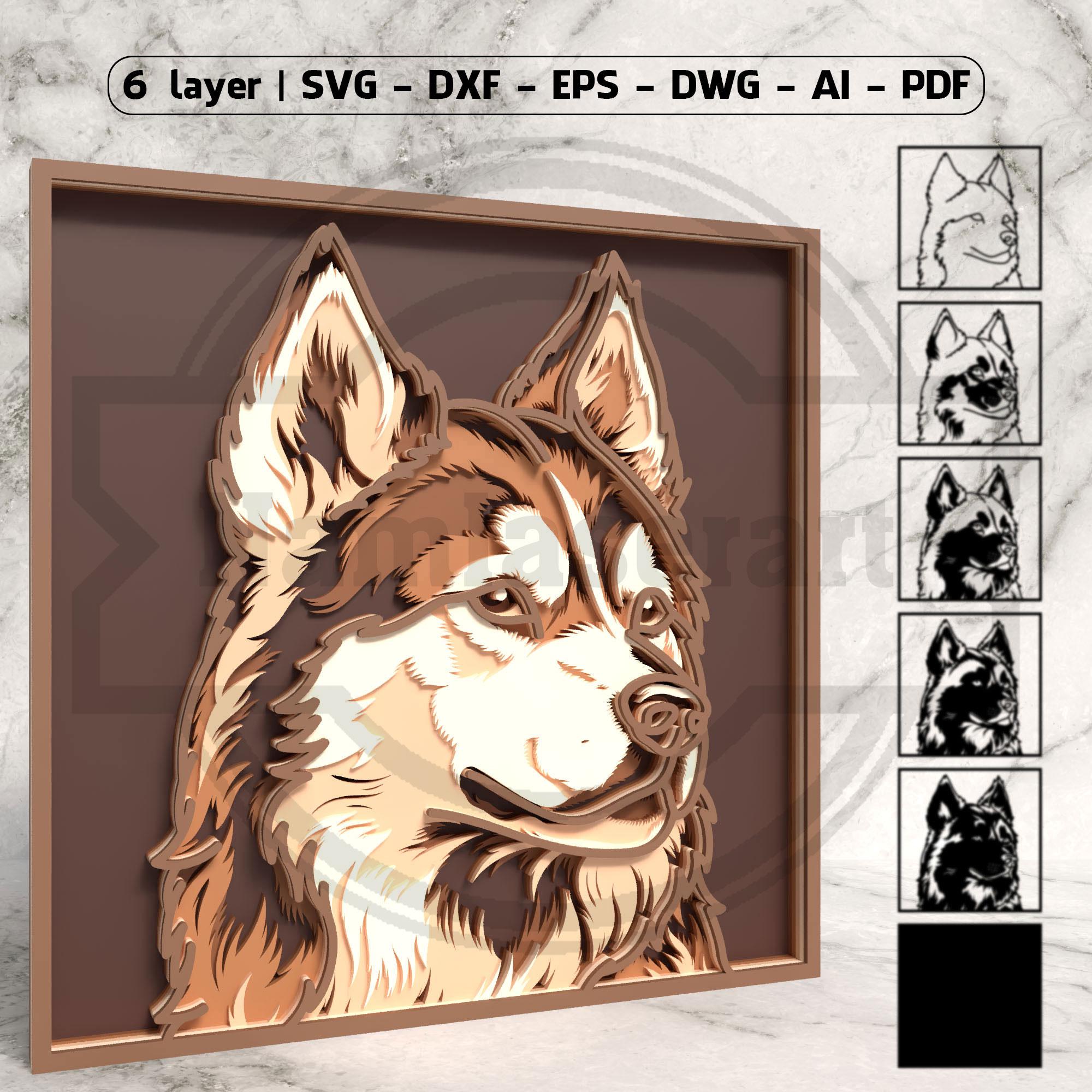 Dog Portrait SVG Bundle – 6 Multilayer Breed Designs Laser Cut Files ...