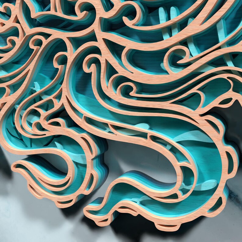 3D Layered Octopus SVG File - Laser Cut Sea Life Design - Digital ...