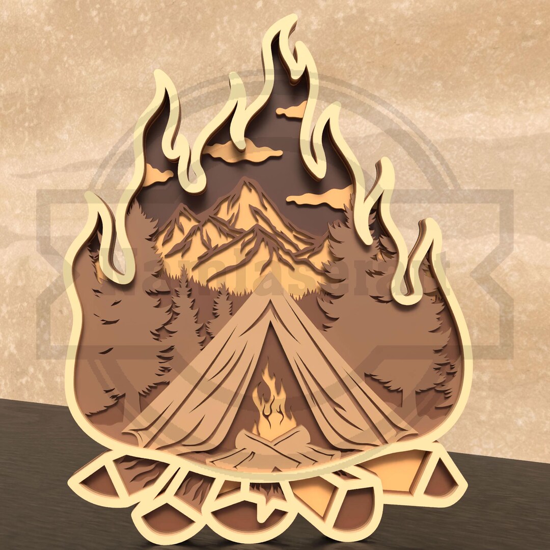 Hiking Carabiner Scene – 6 Layer 3D Laser Cut File – SVG DXF PDF ...