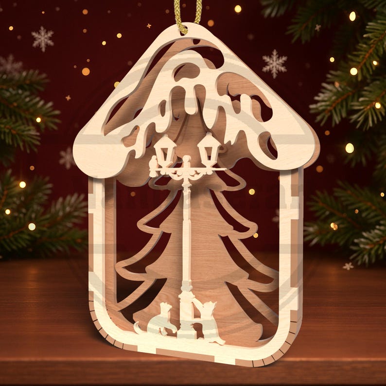 Layered Christmas Ornament SVG: Snow Village Laser Cut File (digital ...