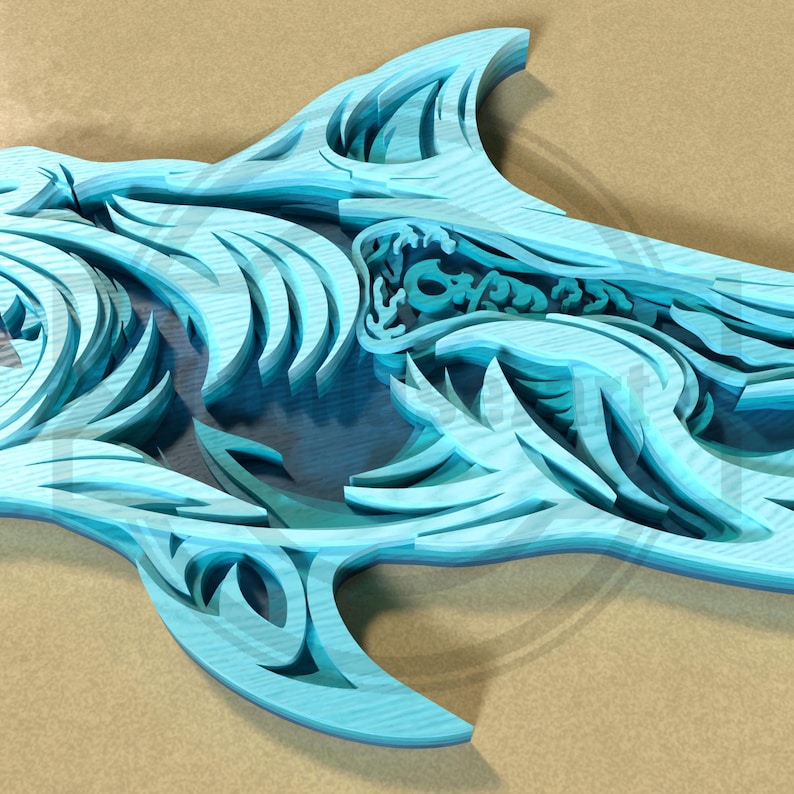 3D Layered Shark SVG - Ocean Predator Wall Art - Digital Download - Etsy