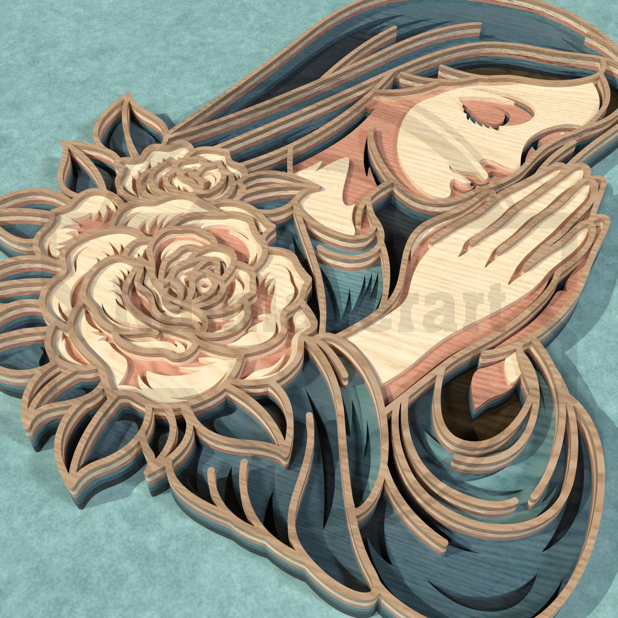 Virgin Mary Rose SVG - Blessed Mother Laser Cut Design for Cricut - Etsy