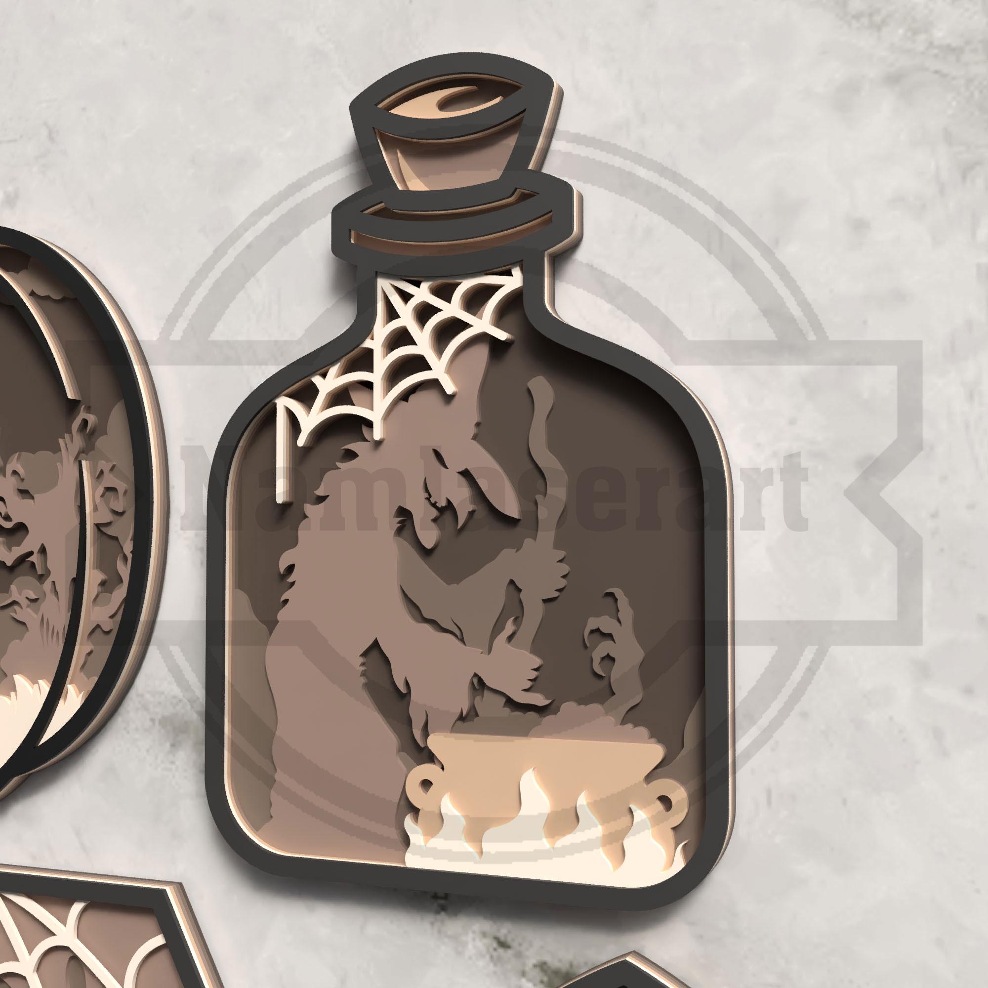 Halloween 3D Layered SVG Bundle - Haunted House, Witch, Coffin - Laser ...