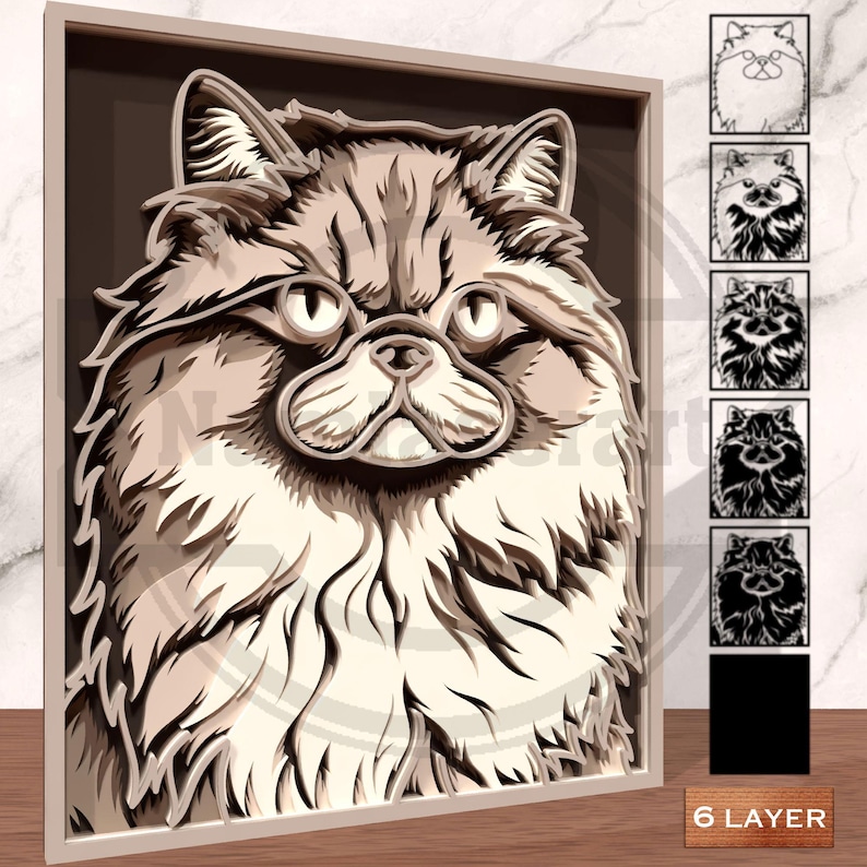 Cat Portrait SVG Bundle Laser Cut Files, Multilayer Cat Wall Art, Pet ...