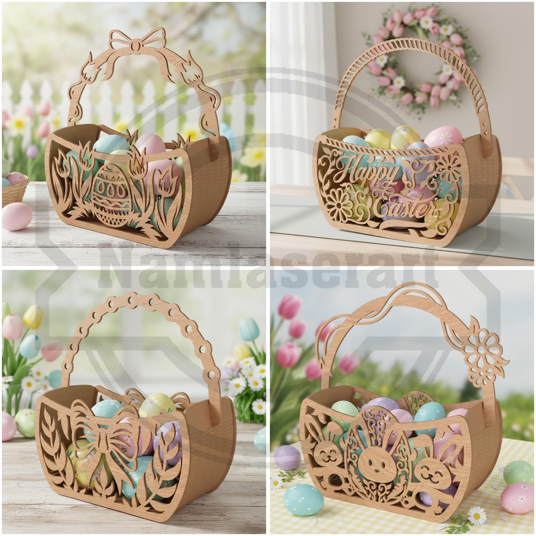 Laser Cut Easter Basket SVG – Bunny & Floral Design (digital Download ...