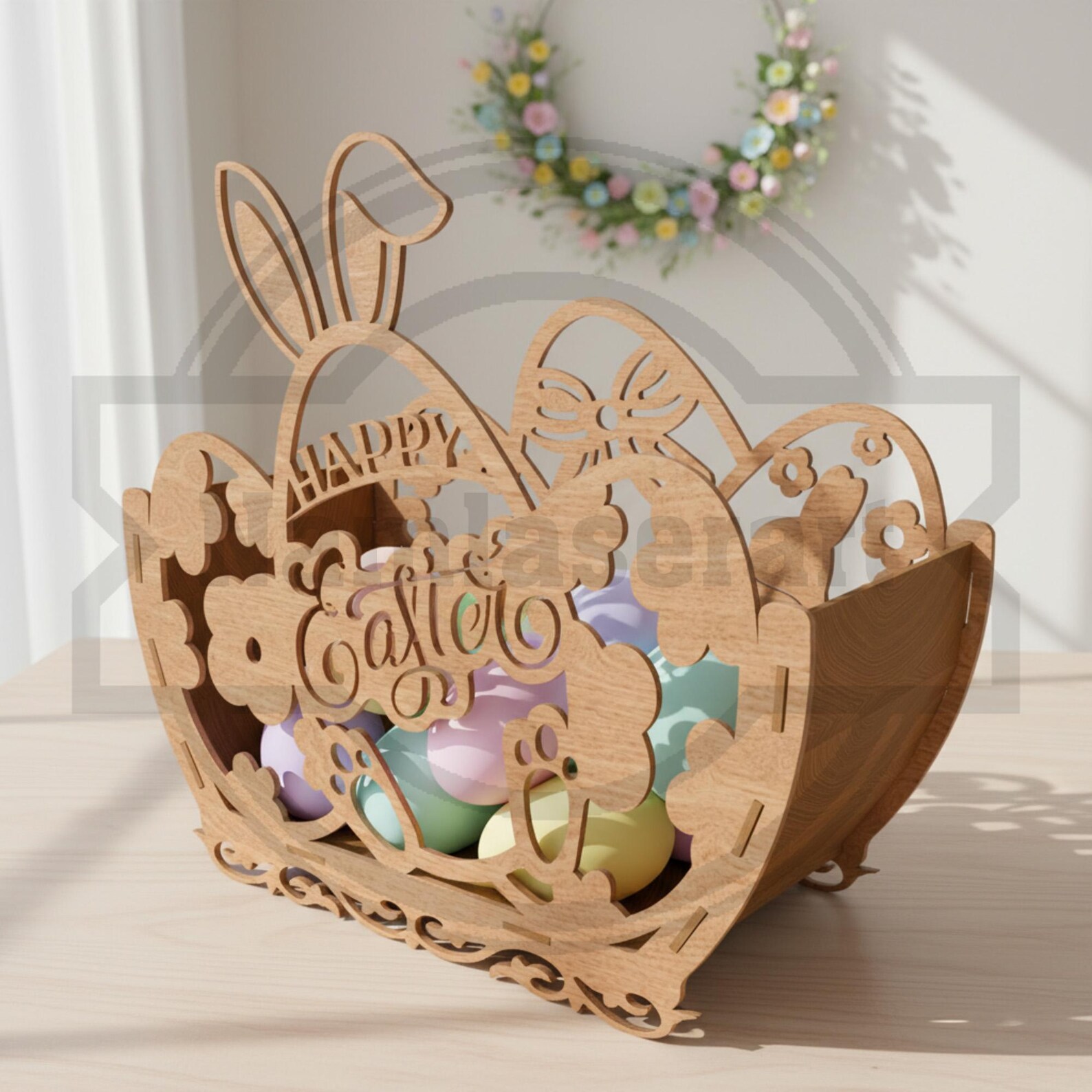 Laser Cut Easter Basket SVG – Bunny & Bow Design (digital Download) - Etsy