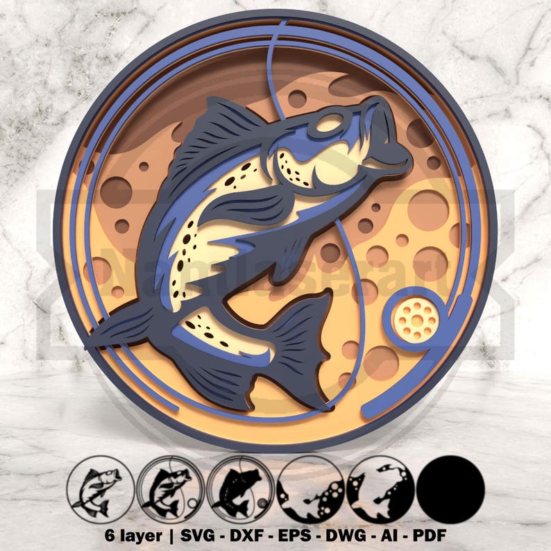 Fishing Laser Cut Files - Bass, Trout, Angler Scenes - SVG DXF PDF - Etsy