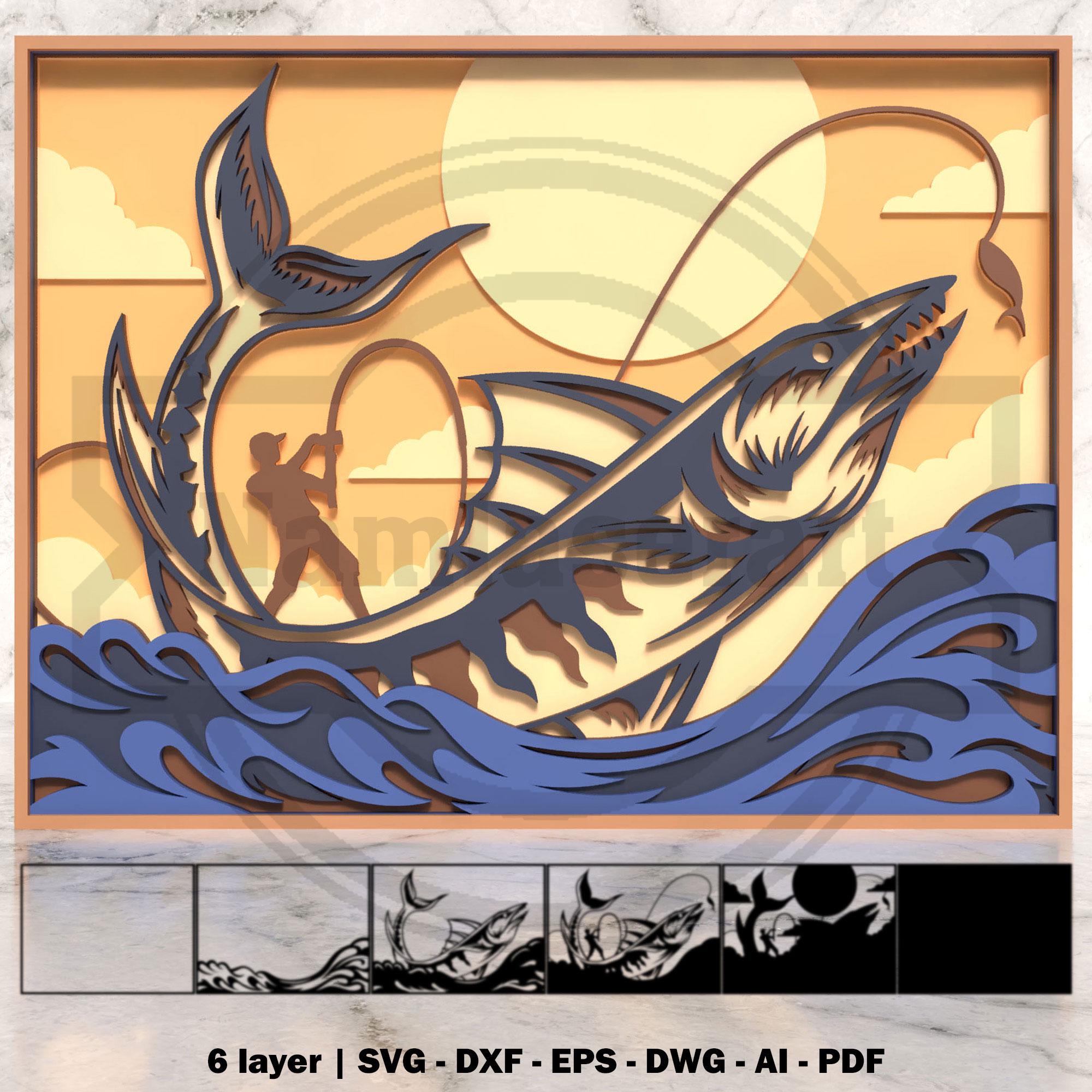 Fishing Laser Cut Files - Bass, Trout, Angler Scenes - SVG DXF PDF - Etsy