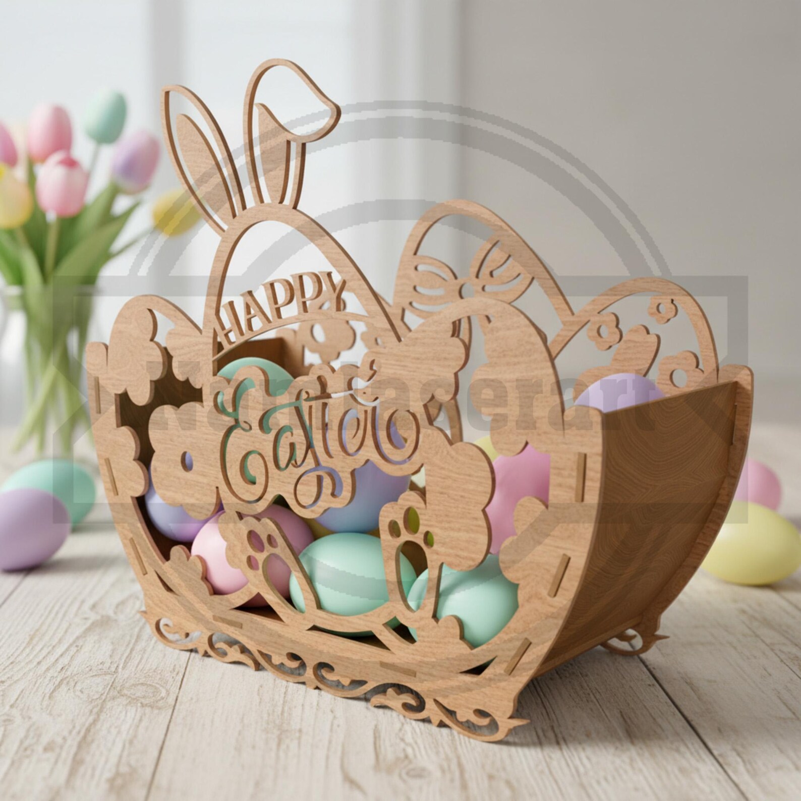 Laser Cut Easter Basket SVG – Bunny & Bow Design (digital Download) - Etsy