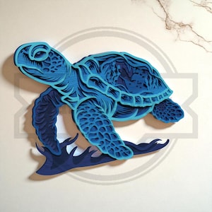 3D Layered Sea Turtle SVG - Marine Wildlife Laser Cut File - Digital ...
