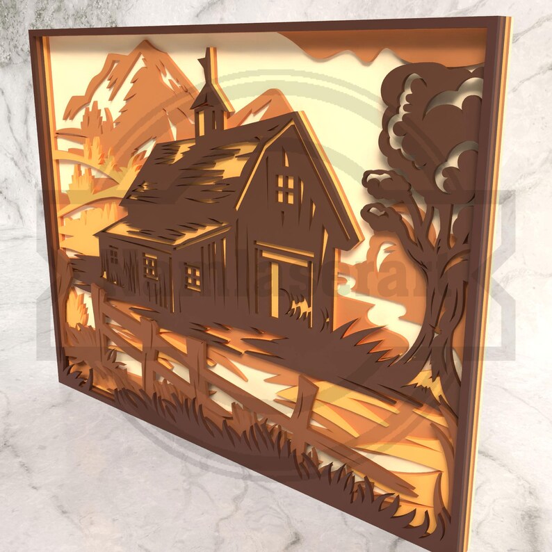 Farmhouse Barn Laser Cut File - Rustic Wall Art SVG DXF PDF - Digital ...
