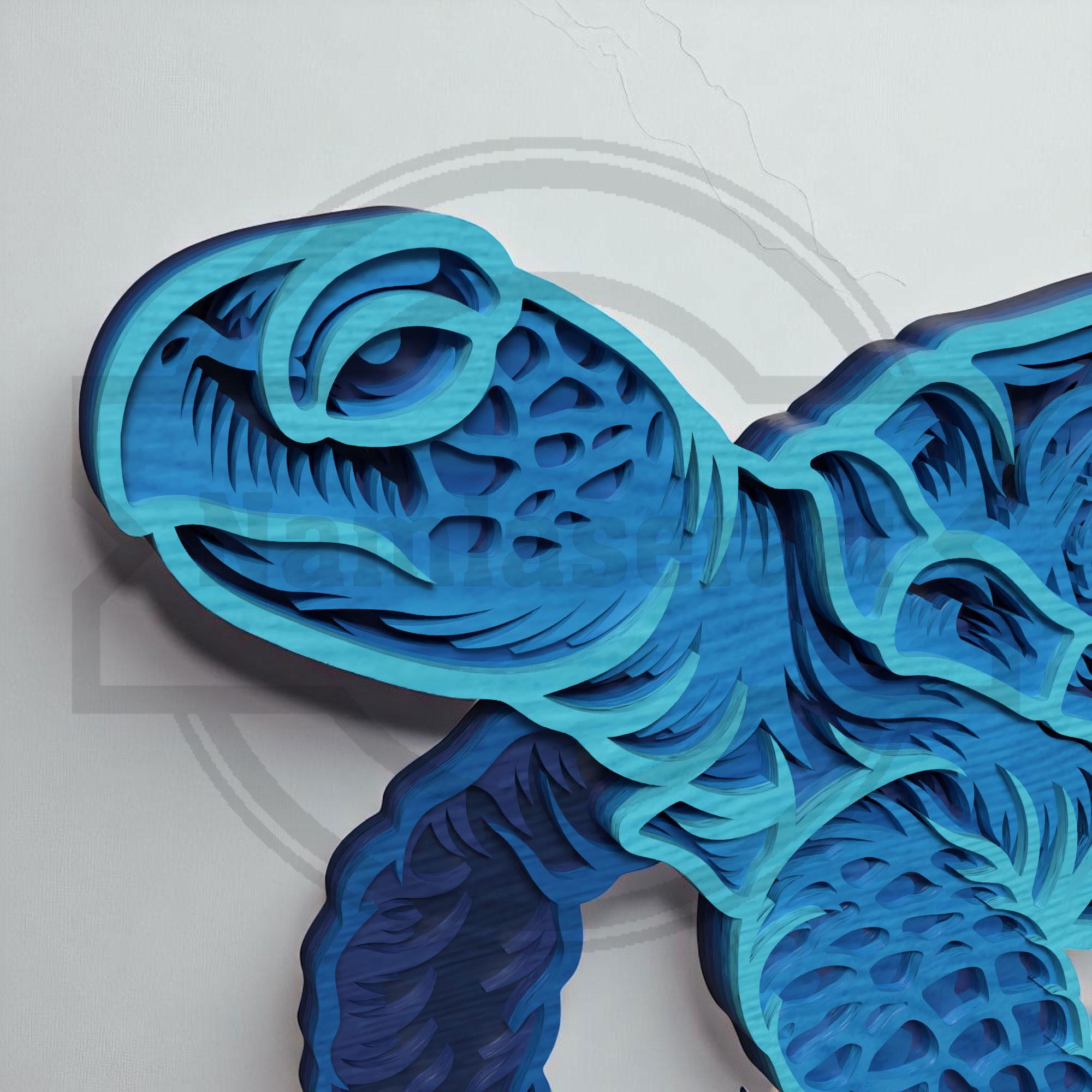 3D Layered Sea Turtle SVG - Marine Wildlife Laser Cut File - Digital ...