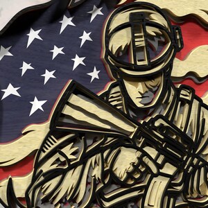 USA Soldier Flag SVG - Layered Patriotic Laser Cut File - Etsy