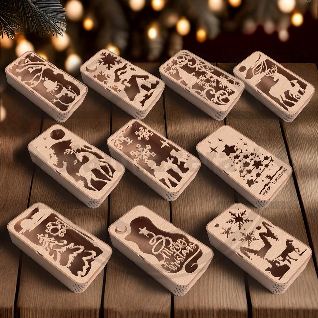 Layered Christmas Gift Box SVG Bundle: Laser Cut Templates (digital ...
