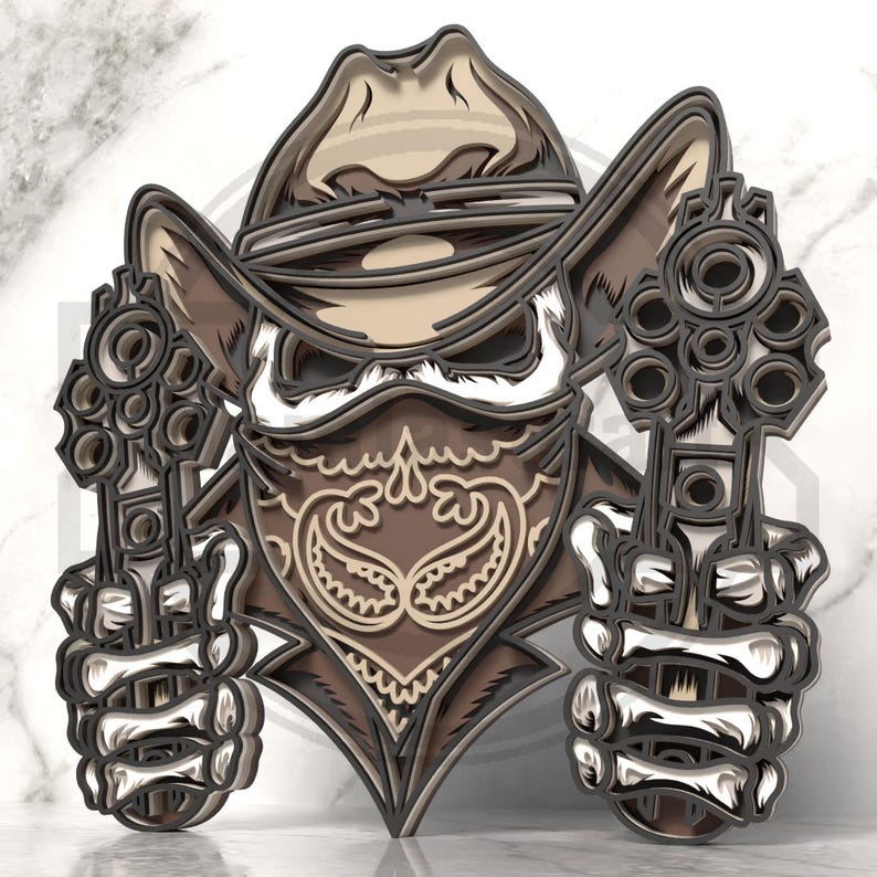 Layered Cowboy Skull SVG: Laser Cut Western Decor (digital File) - Etsy