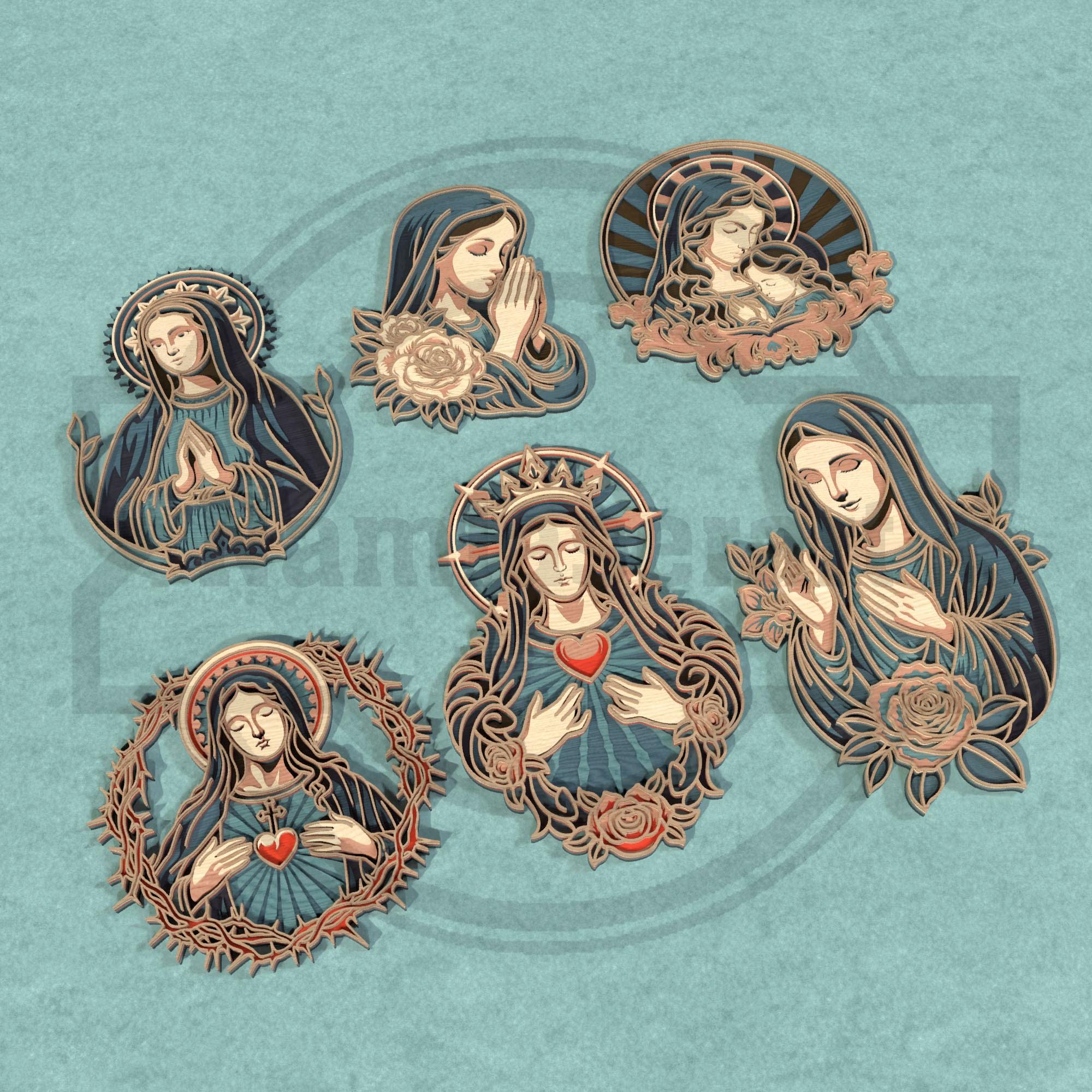 Virgin Mary Laser Cut SVG Bundle: Catholic Wall Art (digital Download ...