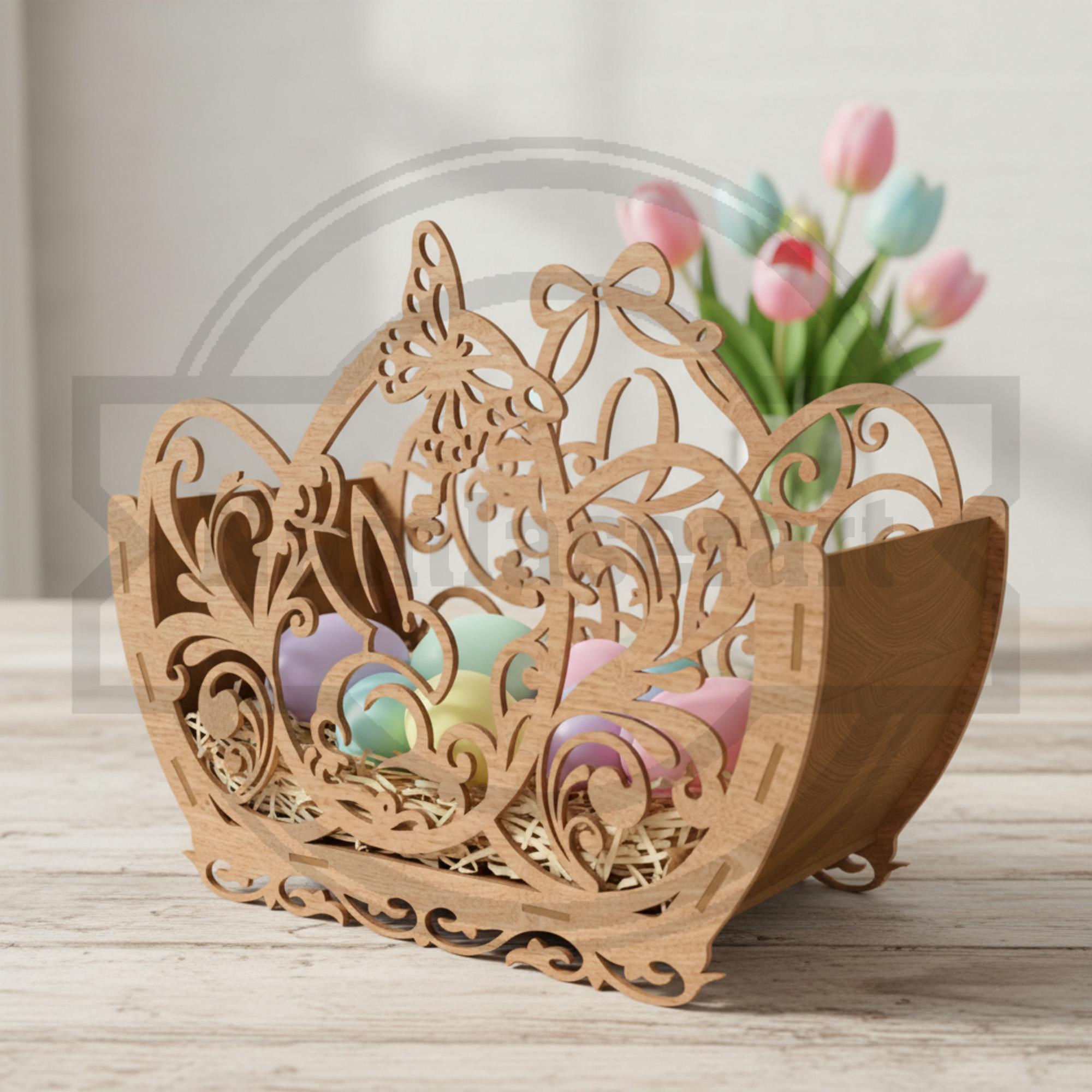 Laser Cut Easter Basket SVG – Bunny & Bow Design (digital Download) - Etsy