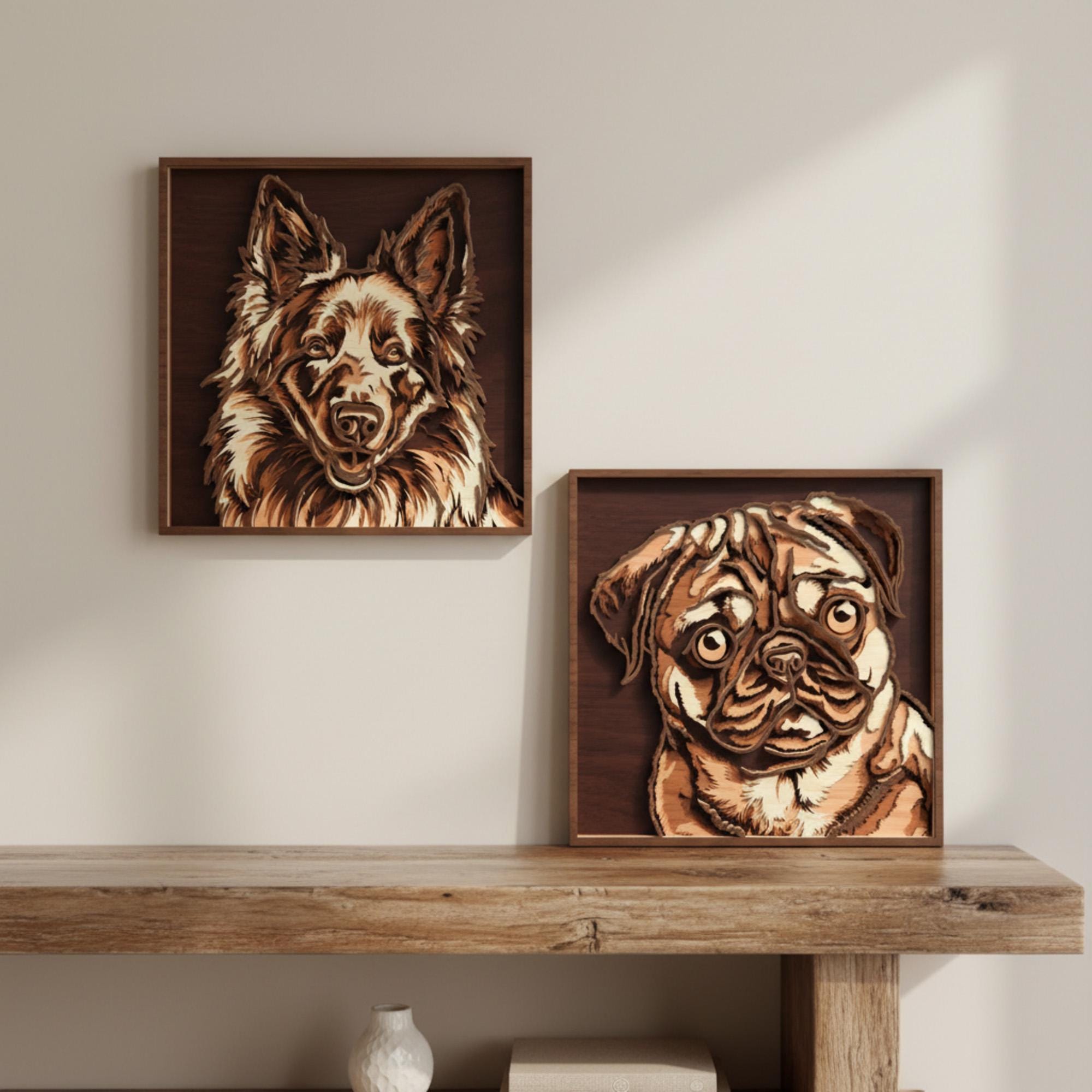 Layered Dog Breed Portraits, Laser Cut Wall Art Files , Digital ...