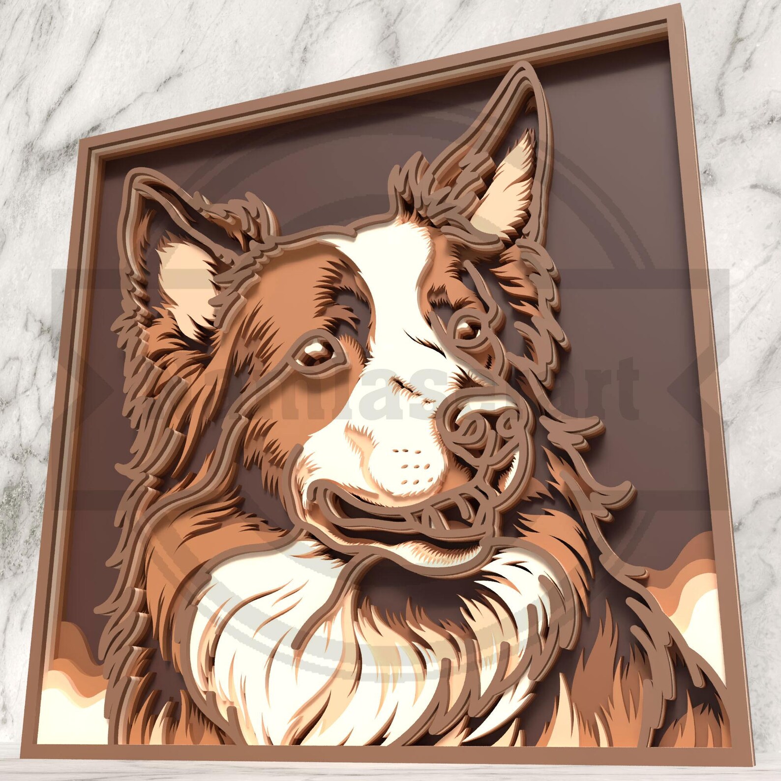 3D Border Collie Laser Cut Files - 6-layer SVG for Glowforge, Cricut - Etsy