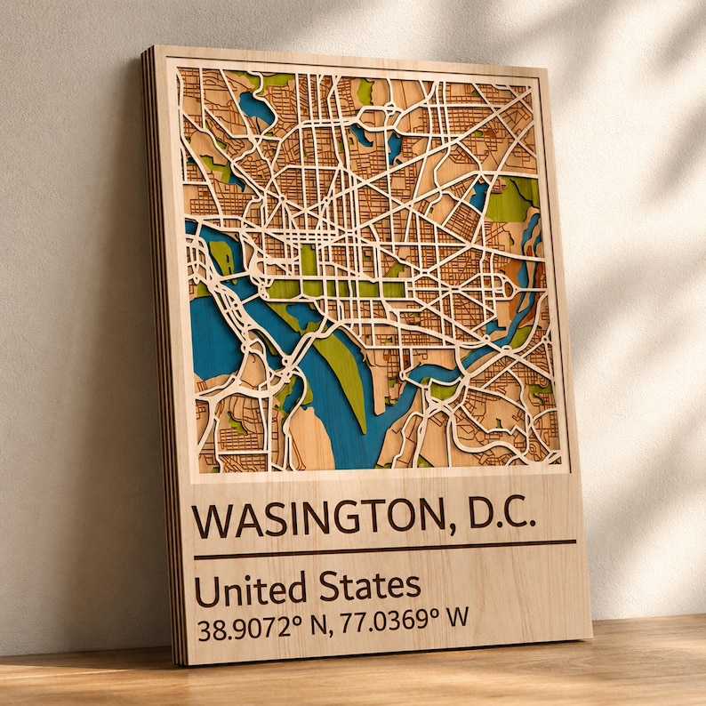 Washington DC Layered Map Laser Cut File, Street Art Design (digital ...