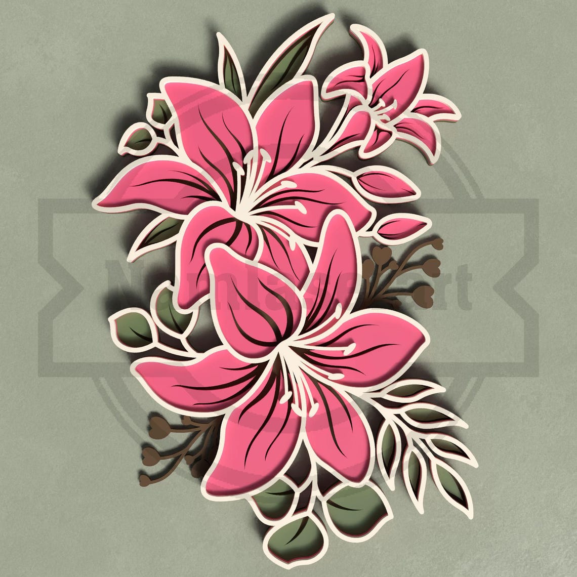 Lily Flower SVG – Layered Laser Cut Floral Design - Digital Download - Etsy