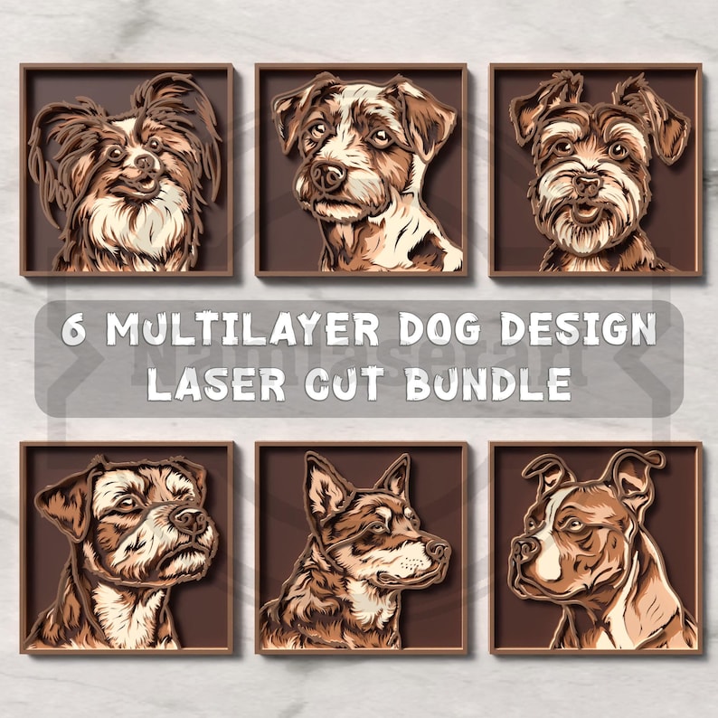 Multilayer Dog Portrait Laser Cut Bundle: SVG DXF Files (digital ...