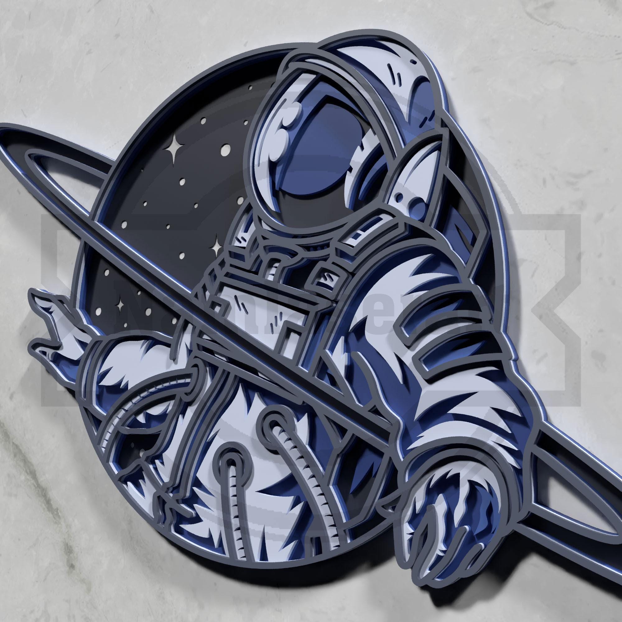 3D Astronaut & Saturn Ring Laser Cut File - Space Wall Art - SVG, DXF ...