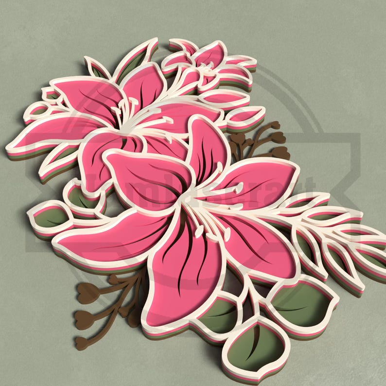 Lily Flower SVG – Layered Laser Cut Floral Design - Digital Download - Etsy