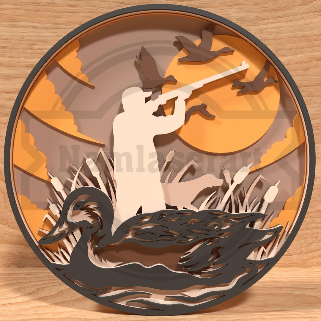 Layered Duck Hunting Scene - Laser Cut File for Wall Art - SVG DXF PDF ...