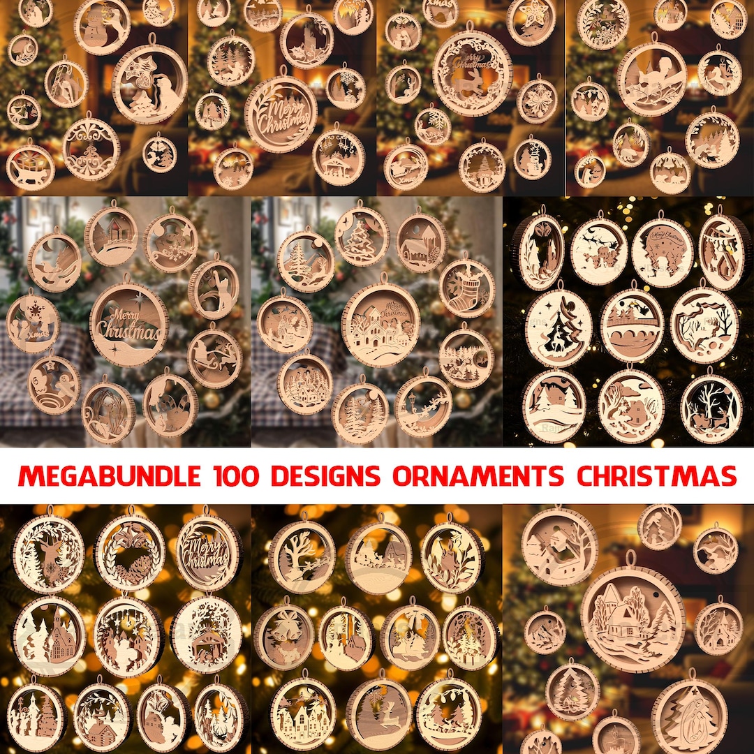 100 Christmas Ornaments SVG Mega Bundle: Laser Cut Files (digital ...
